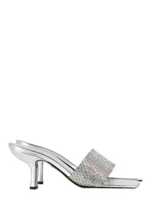 By Far Crystal-embellished Square-toe Mules - Silver