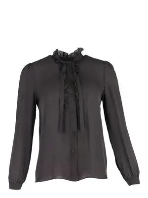 NILI LOTAN Miera Ruffle-tie Shirt - Black