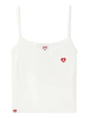 A BATHING APE Heart Ribbed Tank Top - White