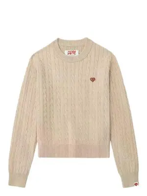 A BATHING APE Apee™ * Cable-knit Heart Sweater - Neutrals