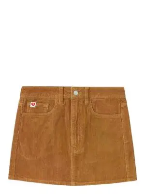 A BATHING APE Apee™ * Corduroy Mini Skirt With Heart Pocket - Brown