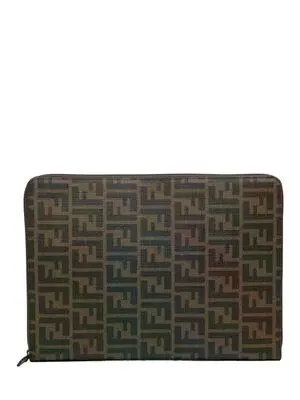 Fendi Zucca Coated Canvas Clutch - Brown