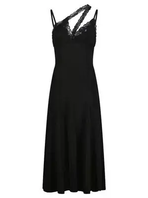 VAILLANT Lace Trim Midi Dress - Black