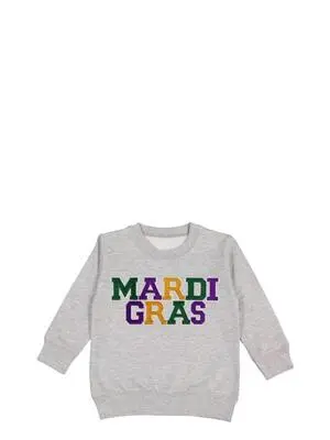 SWEET WINK Mardi Gras Patch Crewneck Sweatshirt - Grey