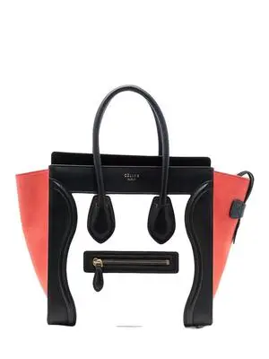 Celine 2014 Micro Tricolor Canvas And Leather Luggage Tote Handbag - Multicolour