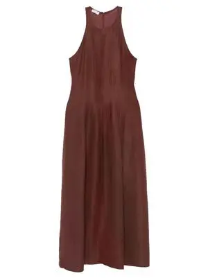 Brunello Cucinelli Sleeveless Panelled Midi Dress - Brown
