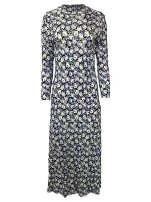 Rixo Floral-printed Long-sleeve Dress - Blue