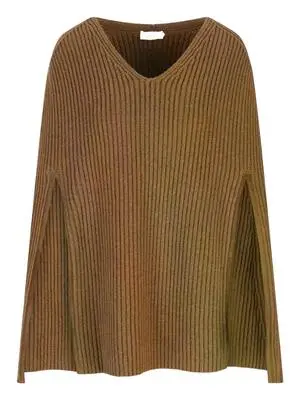 FERRAGAMO Ribbed V-neck Knitwear - Brown