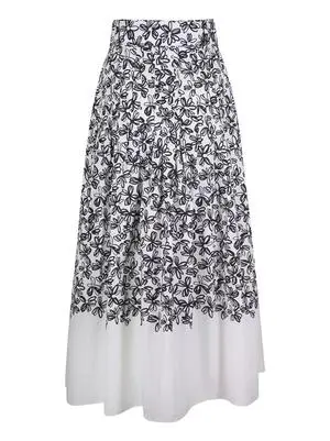 AKRIS Floral-Print Midi Skirt