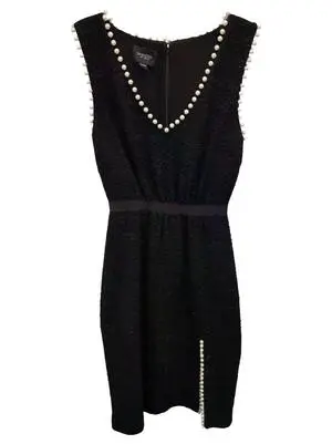 Giambattista Valli Pearl-embellished V-neck Dress - Black