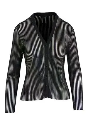 Akris Striped V-neck Cardigan - Black
