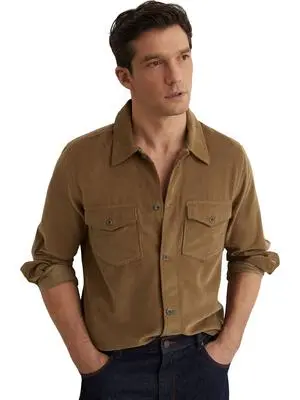 REISS Kai Corduroy Twin-pocket Overshirt - Stone