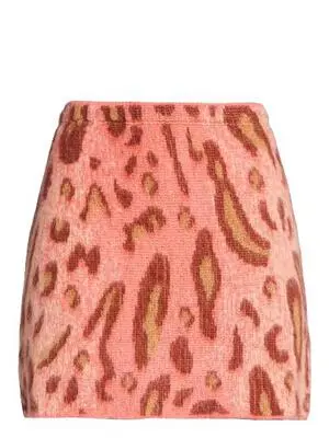 19.70 NINETEEN SEVENTY Jacquard-knit Leopard-print Mini Skirt - Salmon Pink