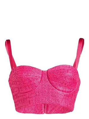 Elisabetta Franchi Faux Raffia Crop Top - Fuchsia