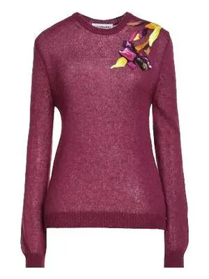 LEONARD PARIS Knitted Sweater With Embroidery And Crystal Detail - Purple