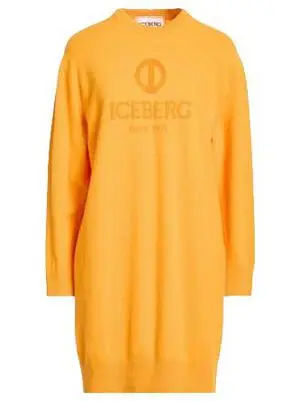 Iceberg Knitted Mini Dress In Virgin Wool And Cashmere - Mandarin