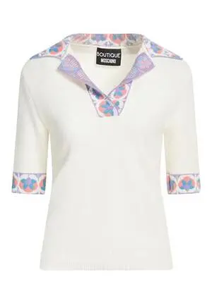 Moschino Virgin Wool And Cashmere Short Sleeve Sweater - White