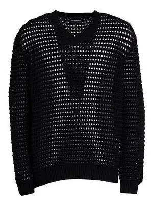 Emporio Armani V-neck Lightweight Knit Sweater - Black