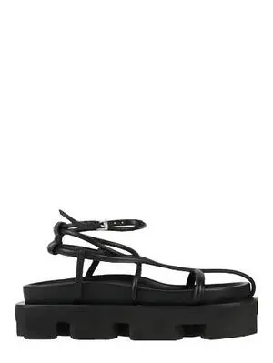 JIL SANDER Ovine Leather Flatform Sandals - Black