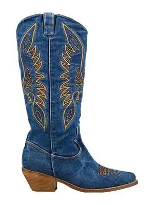 LE SILLA Denim Cowboy Boots - Blue