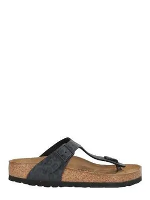 BIRKENSTOCK Leopard Print Thong Sandals - Black