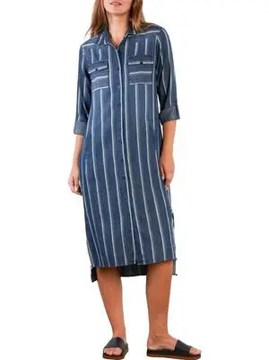 BILLY T Daydream Stripe Shirtdress - Indigo Cabana Str