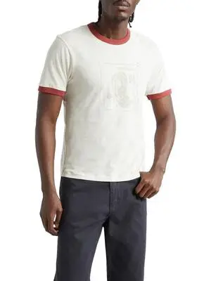 PALMES Celebrazione Cotton & Linen Ringer T-shirt - Broken White