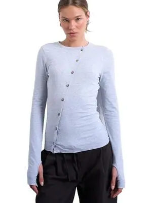 Topshop Asymmetric Button Front Top - Grey