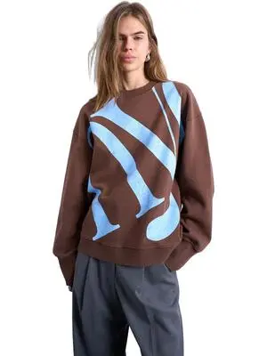 Topshop Oversized Cotton Sweatshirt - Brown