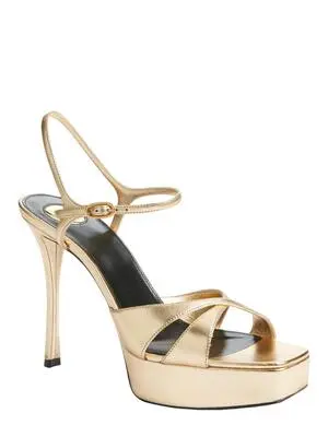 Saint Laurent Debbie Platform Sandal - Egypt Gold