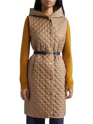 Max Mara Camille Sleeveless Hooded Puffer Coat - Hazelnut Brown