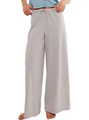 Free People Out And About Stripe Knit Wide Leg Pants - Grey