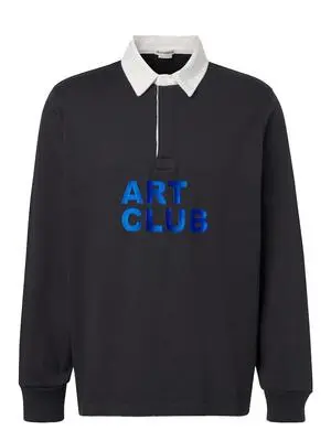 JW Anderson Art Club Cotton Jersey Polo Shirt - Black