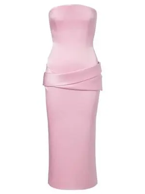 Alex Perry Draped Satin Crêpe Bustier Dress - Pink