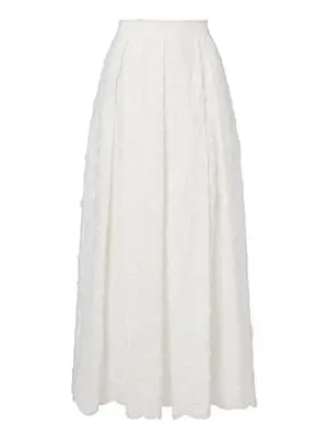 Elie Saab Embroidered Cotton-blend Maxi Skirt - White