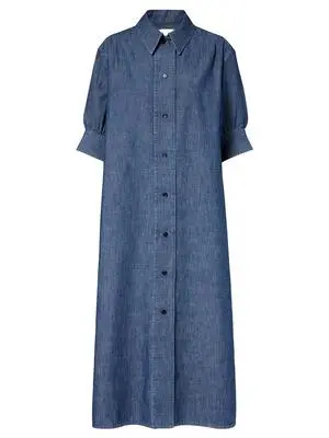JIL SANDER Cotton Chambray Shirt Dress - Blue