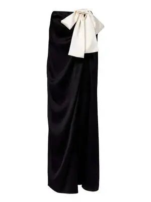 Saint Laurent Bow-detail Silk Charmeuse Maxi Skirt - Black