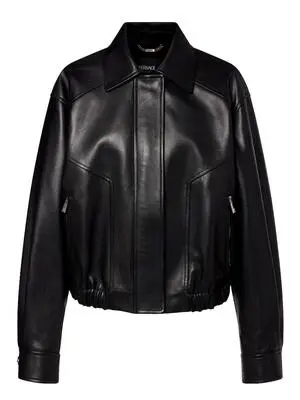 Versace Leather Blouson Jacket - Black