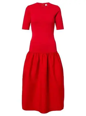 TOTEME Gather Jersey Midi Dress - Red