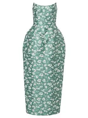 MARKARIAN Marianne Floral Brocade Corset Gown - Green