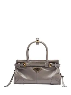 Prada Bonnie Mini Leather Top-handle Bag - Grey