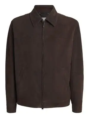 Canali Goat Suede Zip-up Jacket - Brown