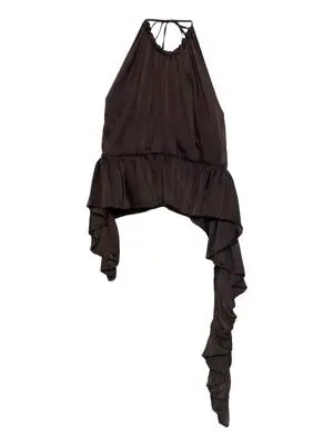 LIBEROWE Ruffled Peplum Blouse - Brown