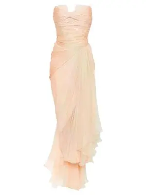 MARIA LUCIA HOHAN Jolie Strapless Ruffled Midi Dress - Neutrals