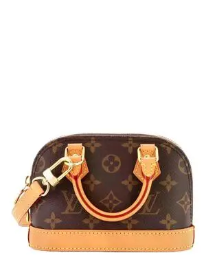 LOUIS VUITTON Alma Handbag Monogram Canvas Nano Satchel - Brown