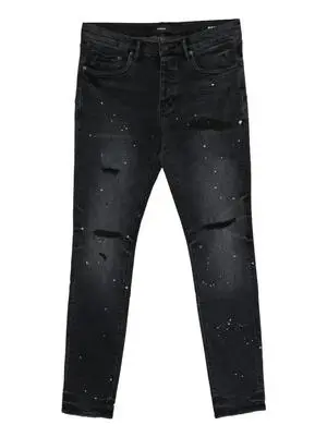 PURPLE BRAND P001 Reflective Paint Repair Skinny Jeans - Black