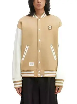 AAPE BY *A BATHING APE® Logo-patch Striped-trim Bomber Jacket - Neutrals