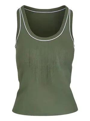 Veronica Beard Birke Ribbed Tank Top - Green