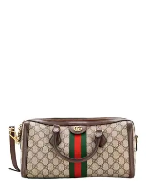 Gucci Ophidia Boston Bag Gg Coated Canvas Medium - Brown