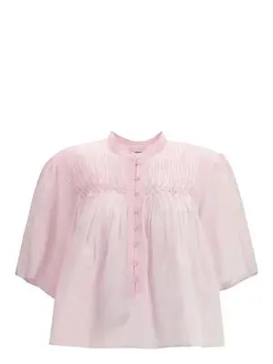 MARANT ETOILE Smocked Buttoned Top - Pink